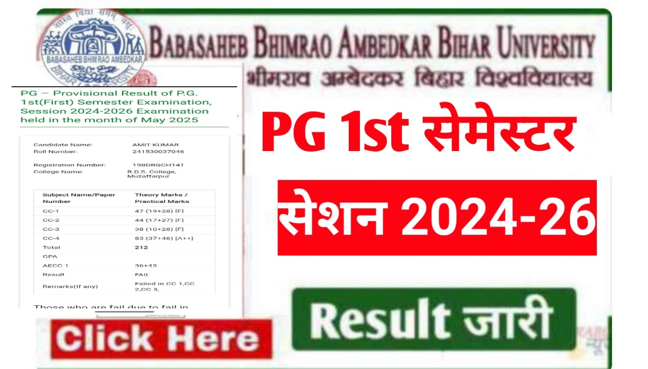 BRABU PG 1st Semester Result Download 2026-26: पीजी 1st सेमेस्टर सत्र 2024-26 का रिजल्ट जारी, इस ...
